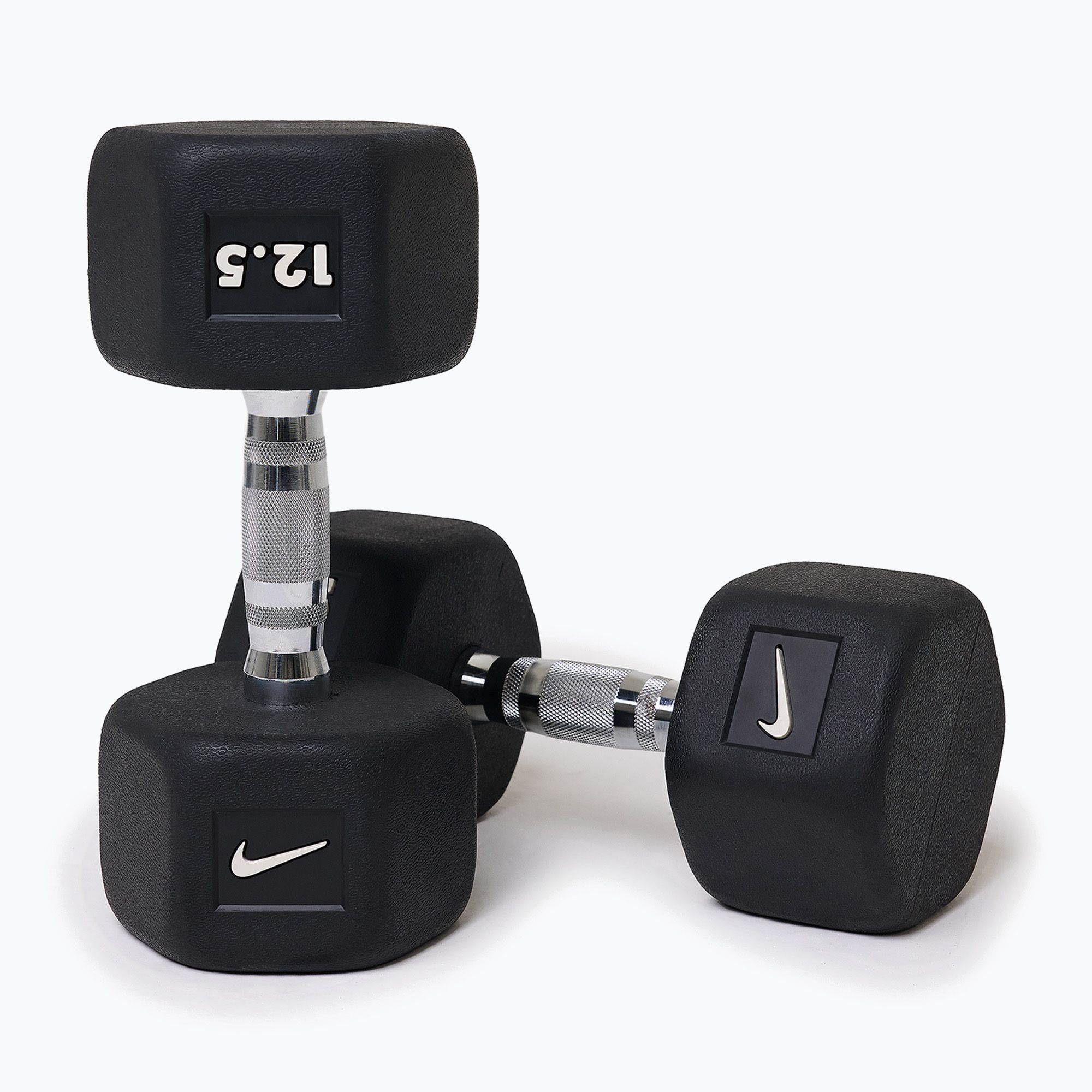 Rubber-coated dumbbell Nike Strength Hex Dumbbell 12,5 kg black/white ...