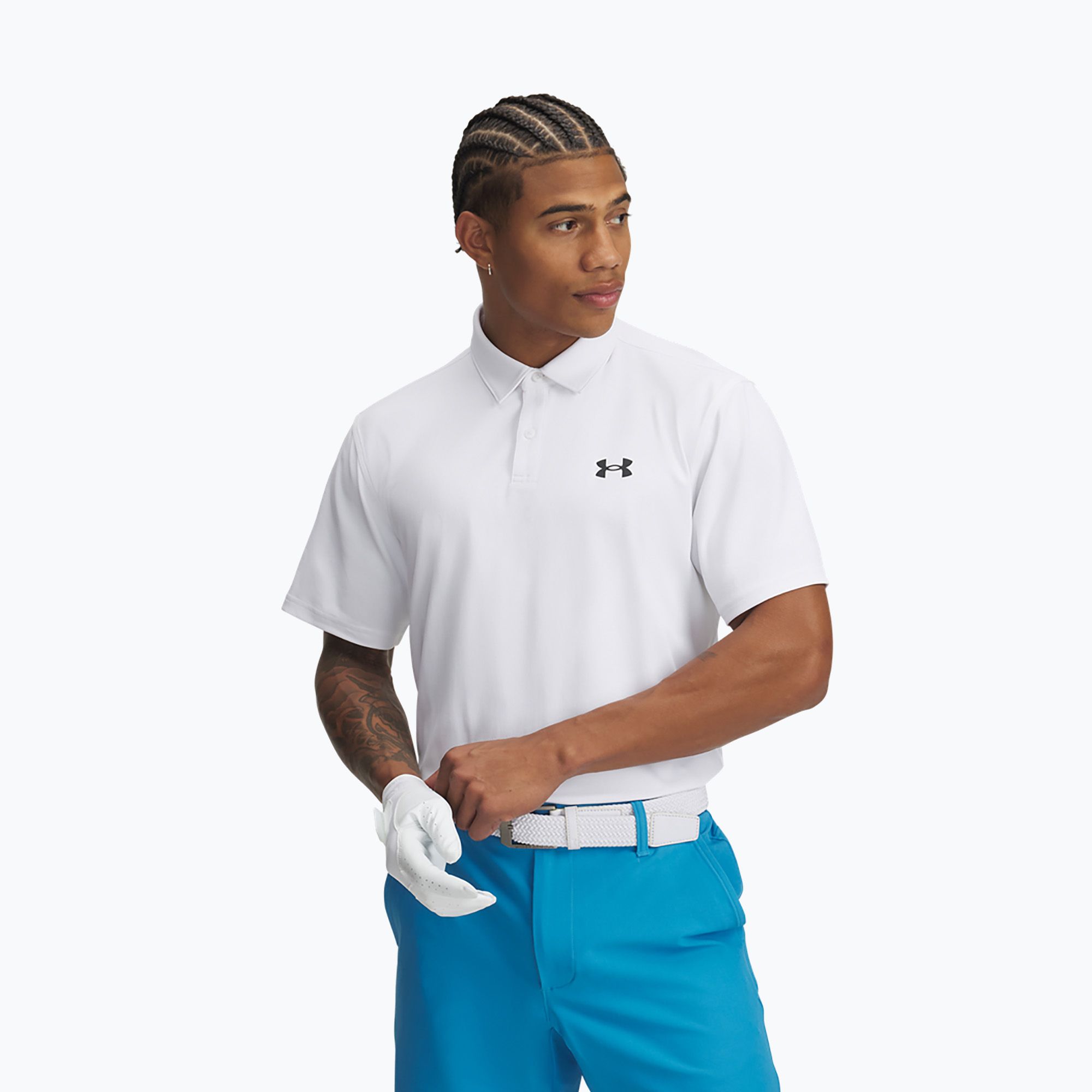 Men's polo shirt Under Armour Tee To Green Pique Polo white/black ...
