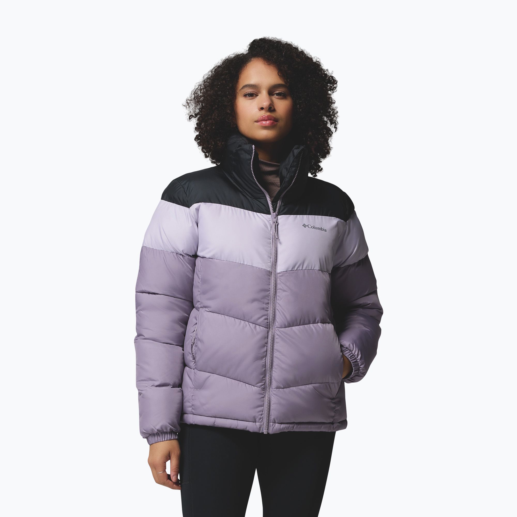 Women's puffer jacket Columbia Puffect II Colorblock shale purple ...