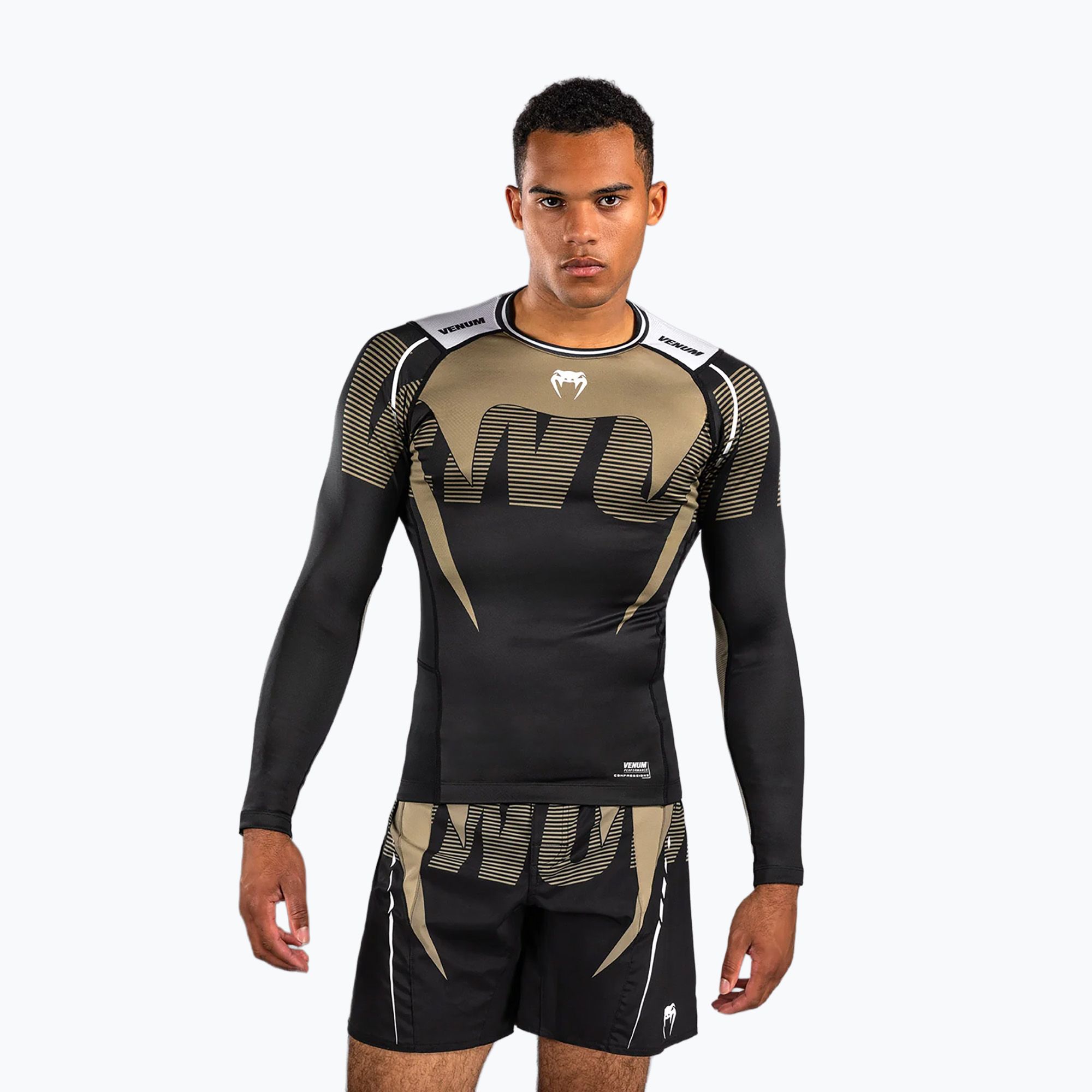 Men's longsleeve rashguard Venum Adrenaline Rashguard black/sand (VENUM ...