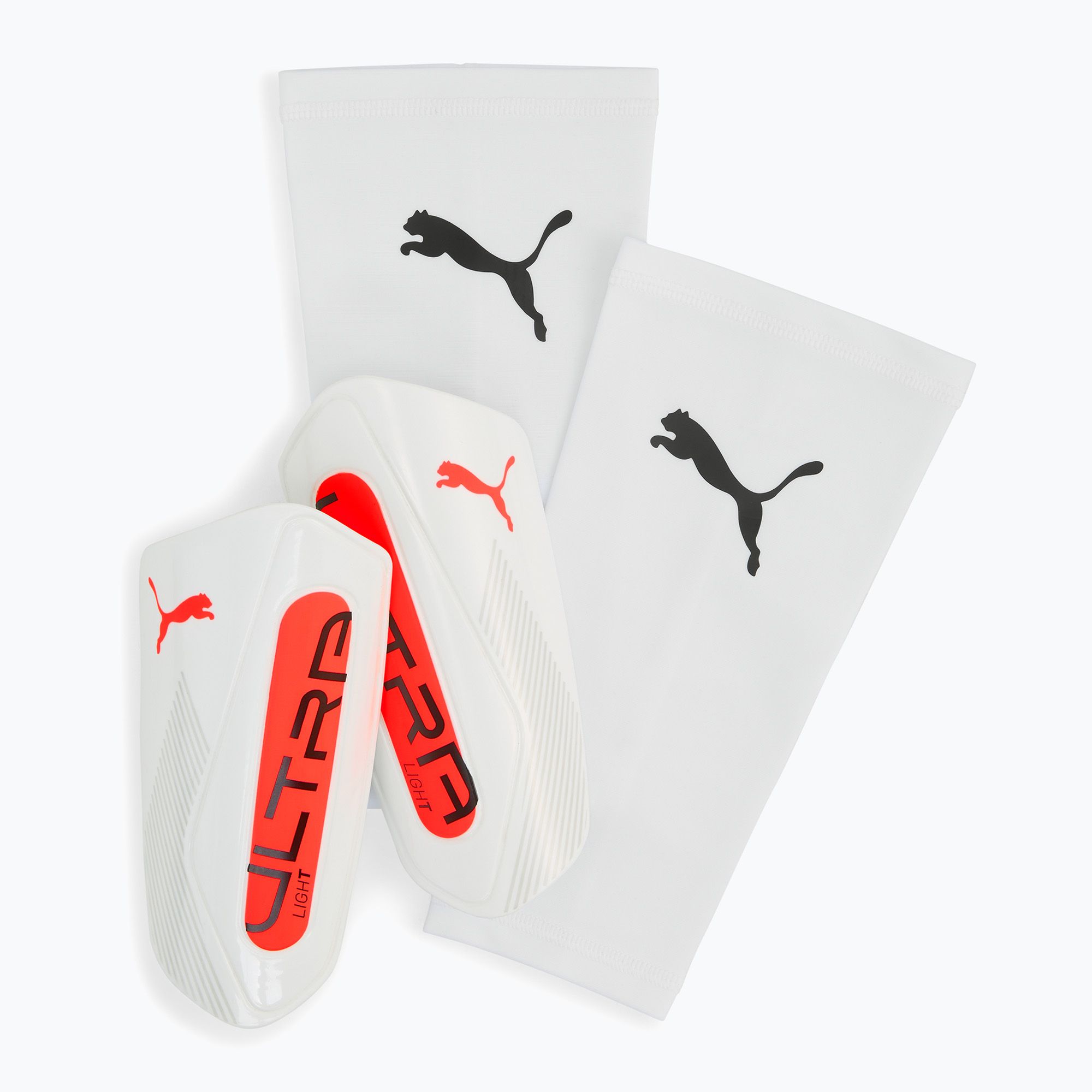 Shin guards PUMA Ultra Light Sleeve puma white/glowing red (030989 01 ...