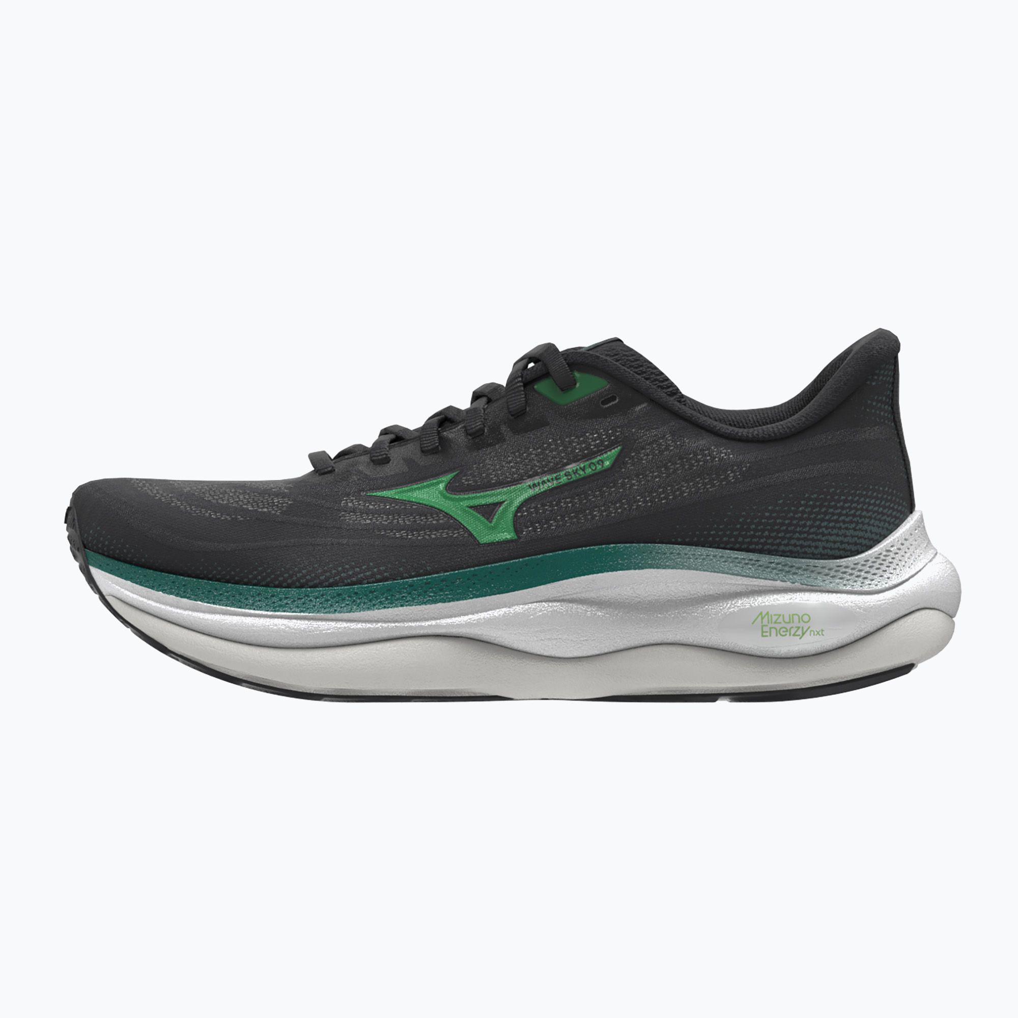Men's running shoes Mizuno Wave Sky 9 black/goblin green/alpine green ...