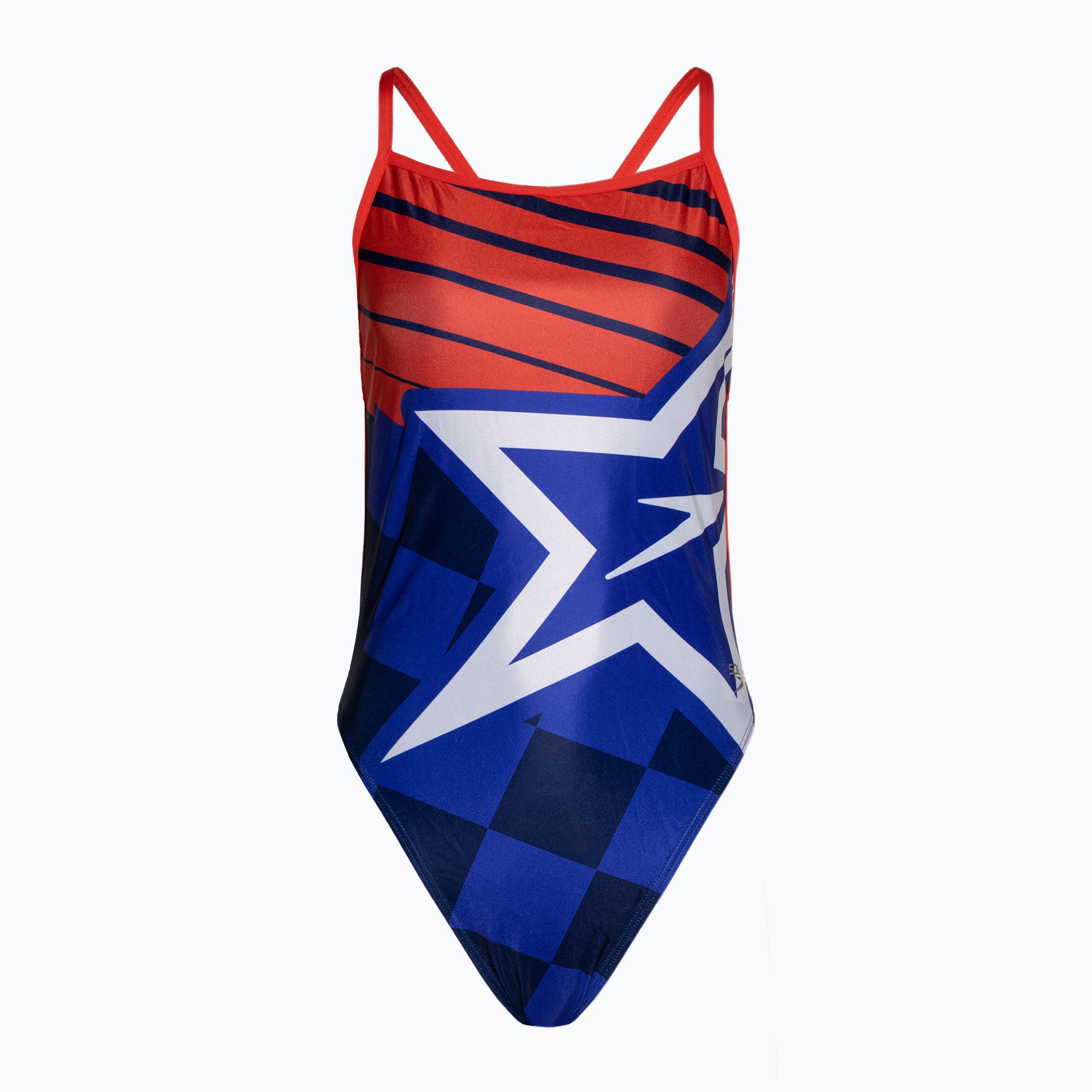 Speedo Placement Digital Vback women's one-piece swimsuit cerulean blue ...