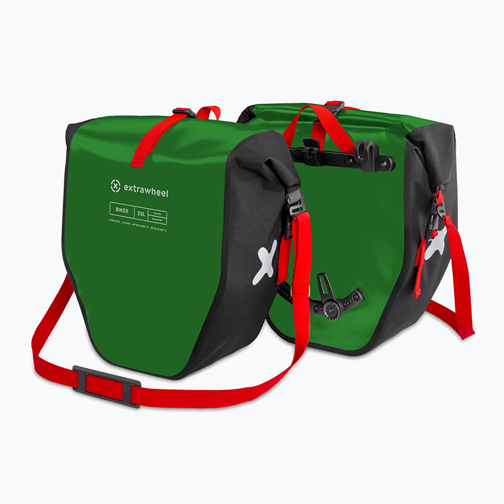 Extrawheel Biker Pro 2 x 25 l green/black bike panniers (E0197 ...