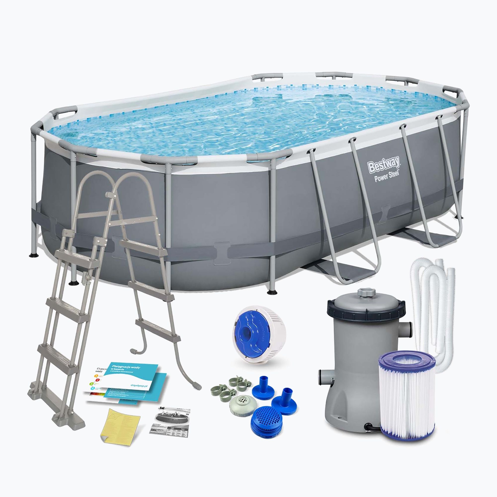 Bestway Power Steel Oval Pool Set 427 x 250 cm dark grey (56620 ...