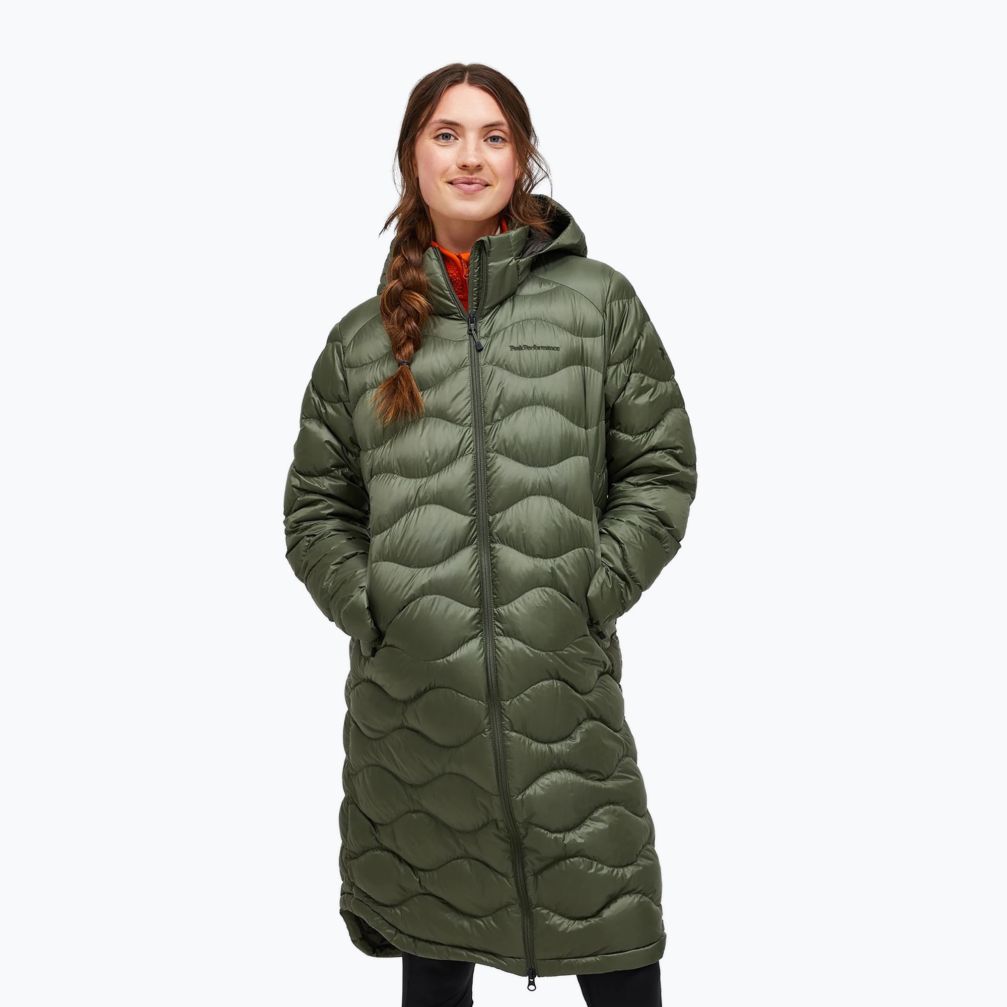Women's down coat Peak Performance Helium Down Coat pine needle/olive ...