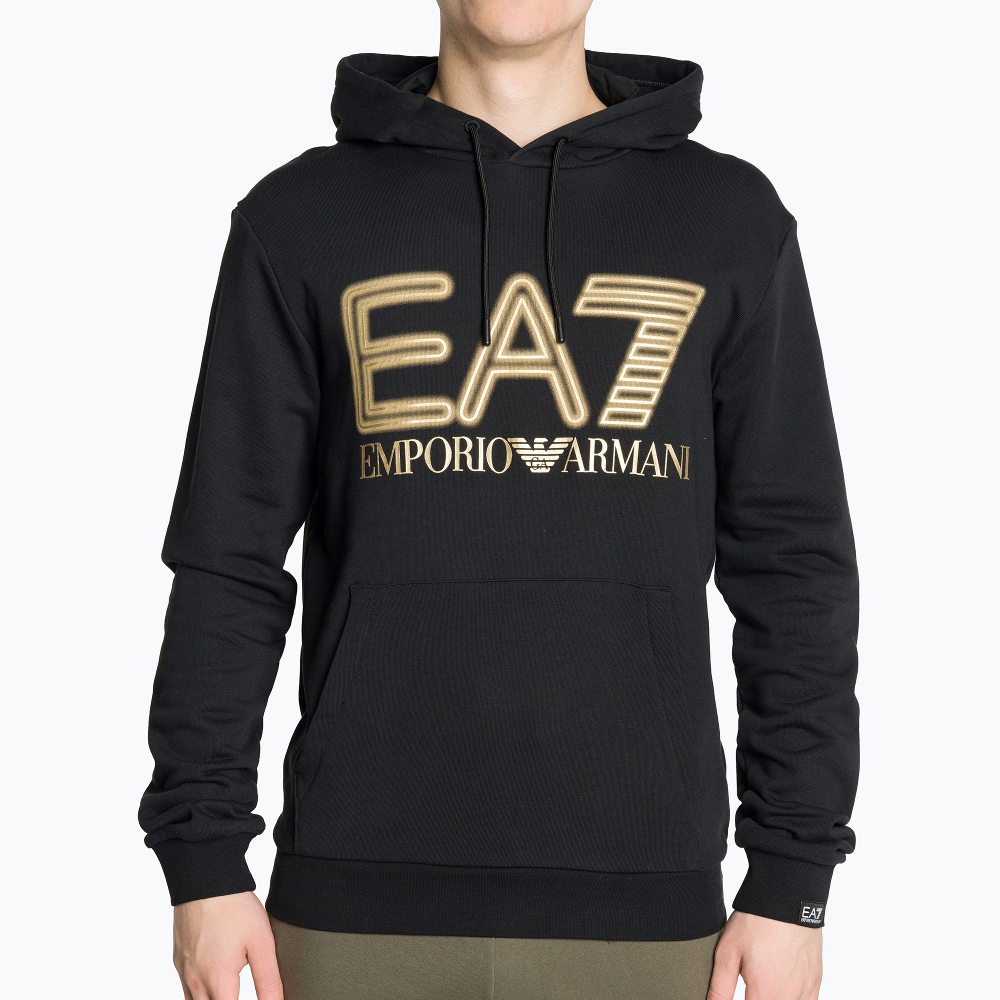Men's EA7 Emporio Armani Train Logo Series Oversize Logo Hoodie Coft ...