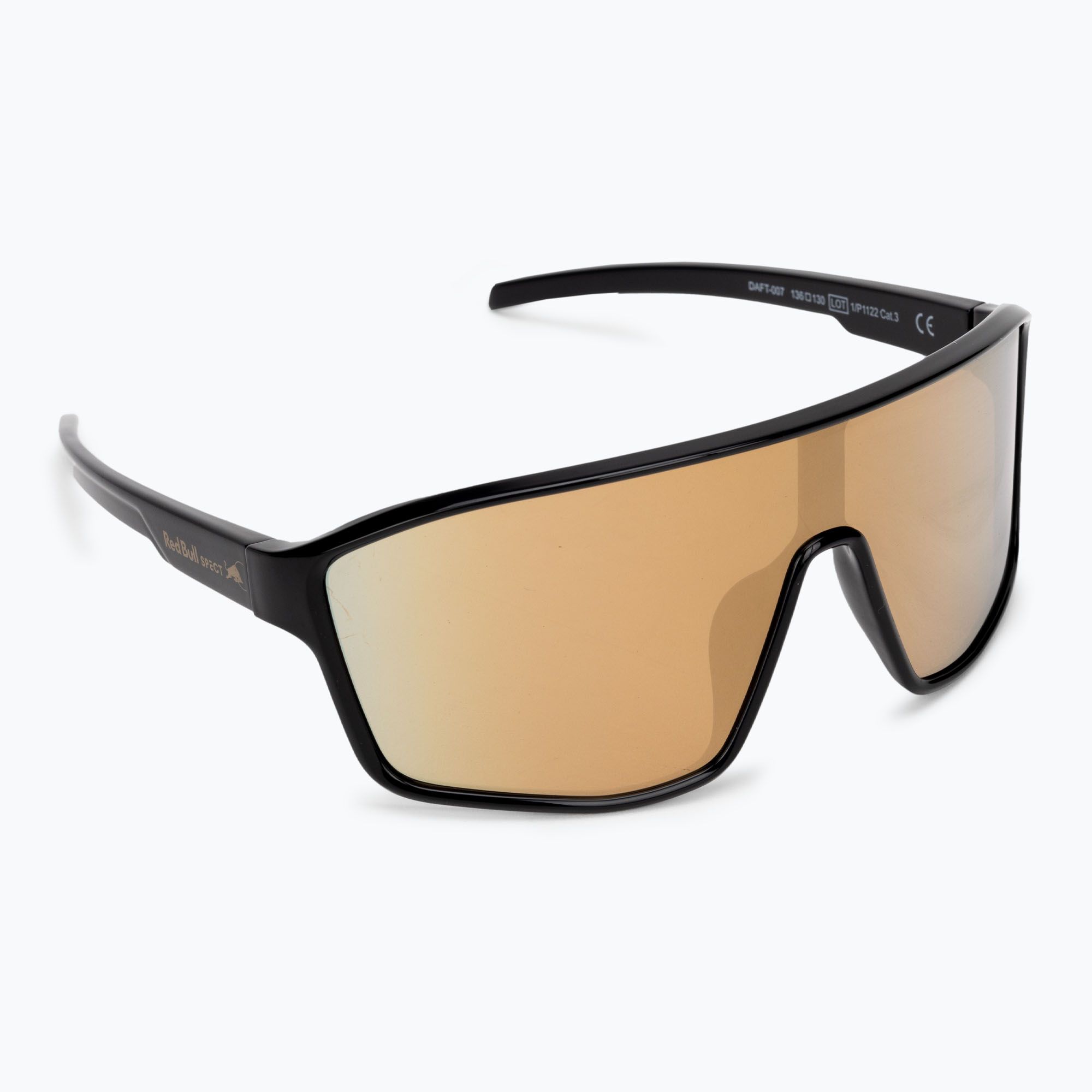 Red Bull Spect Daft shiny black/smoke with gold mirror cycling glasses ...