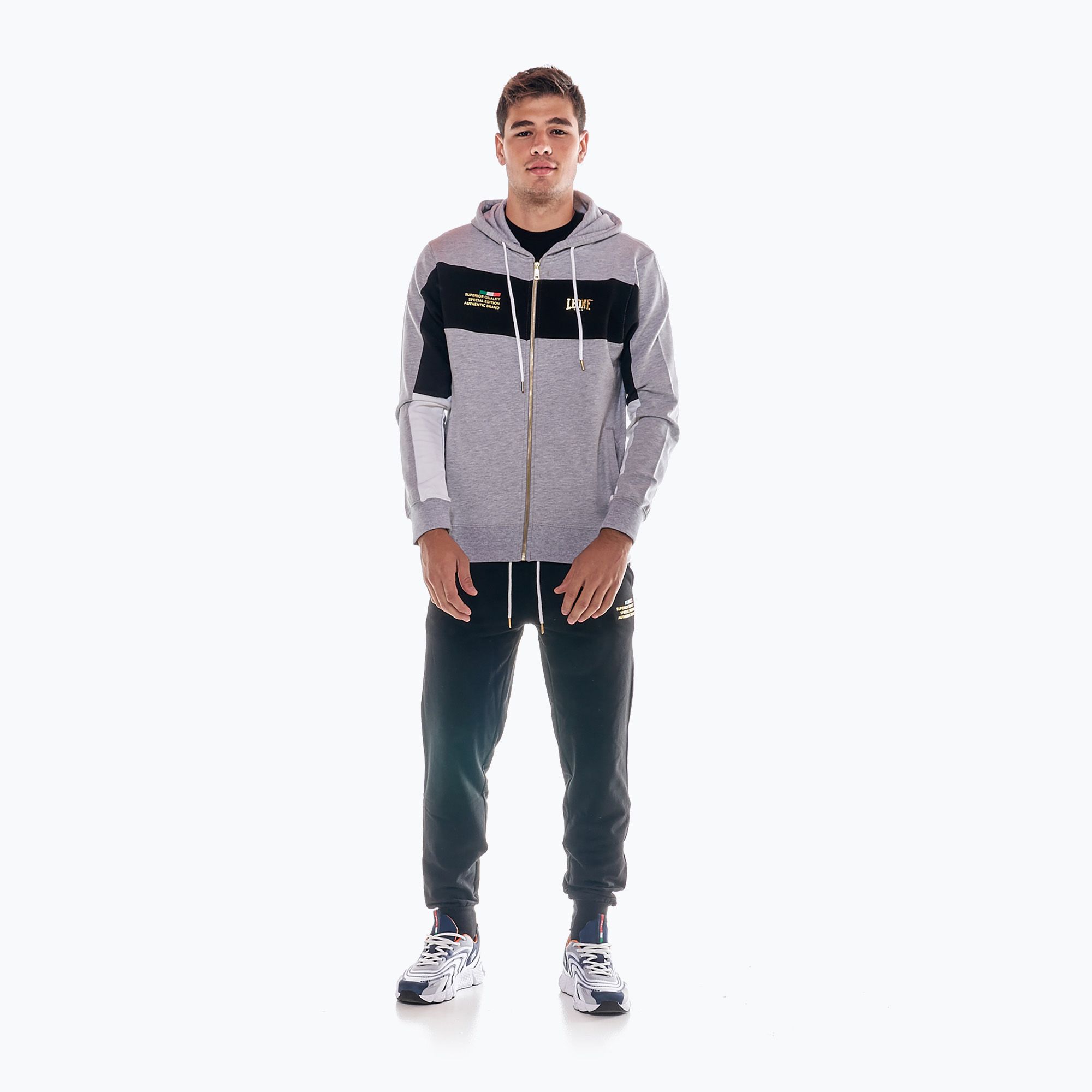 Men's tracksuit LEONE 1947 Gold grey mel/black (M4080) - Sportano.com