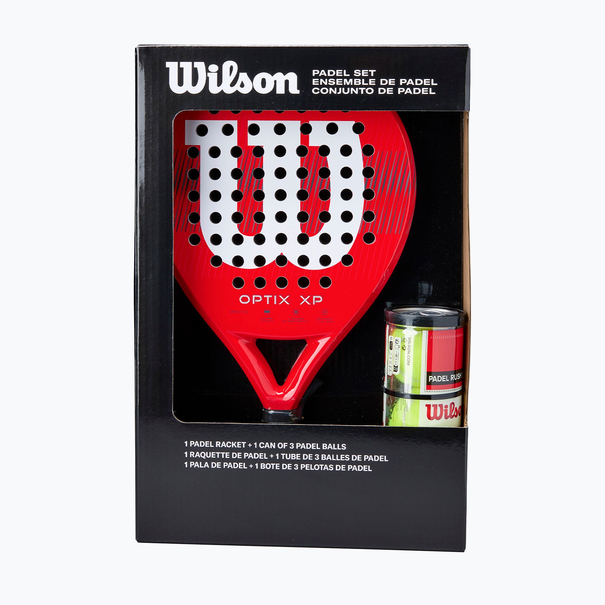 Padel racket + 3 balls Wilson Optix XP Padel Kit Box red (WR202110U2 ...
